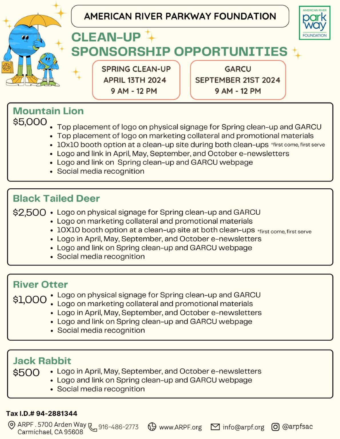 Spring Clean Up Sponsorship - American River Parkway Foundation